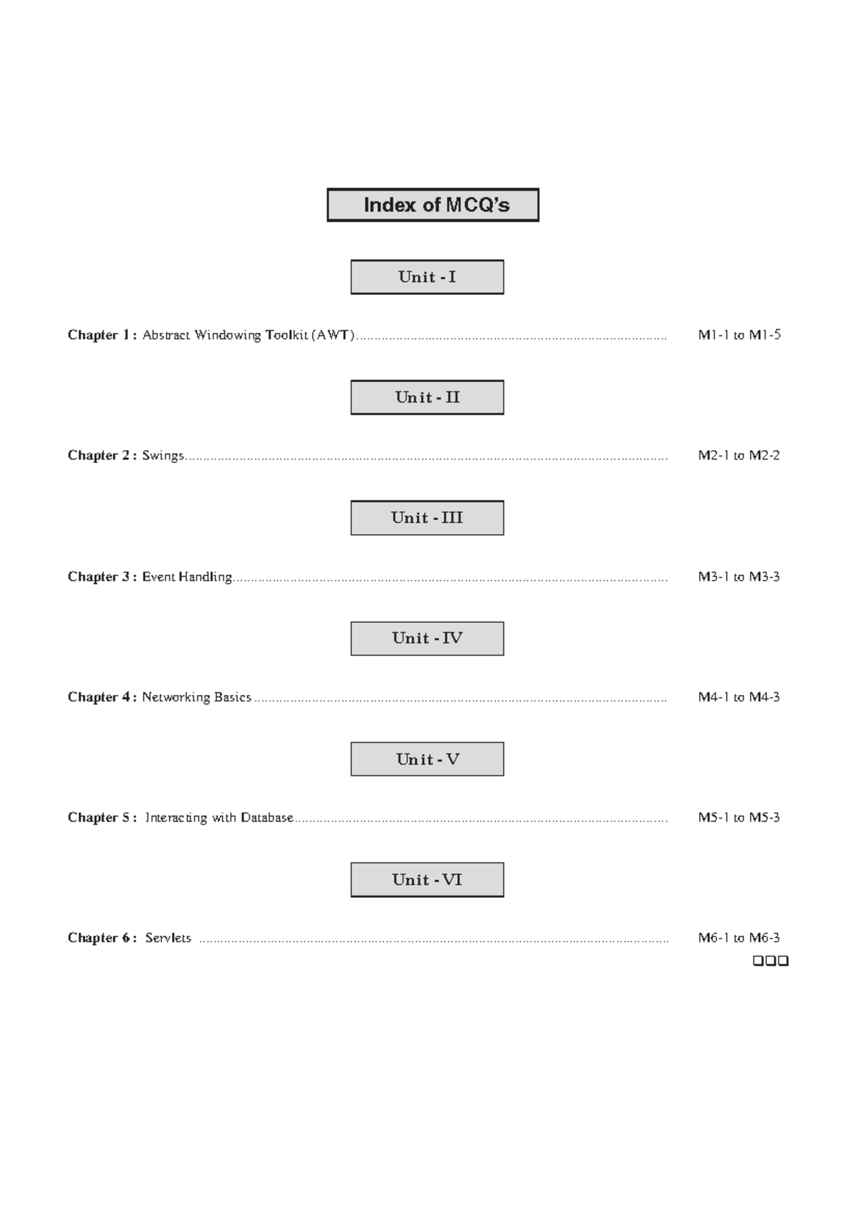 Advanced-Java-MCQ's - It will help you !! Hope so - Index of MCQ’s Unit ...