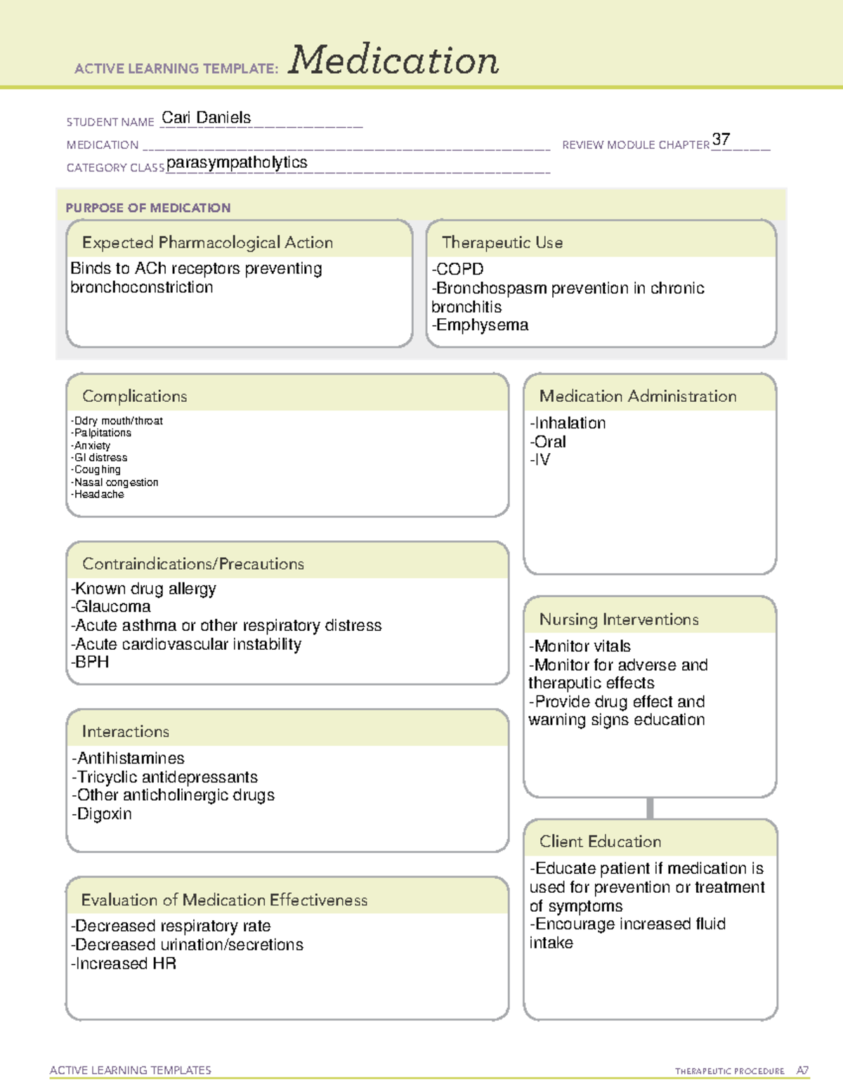Anticholinergics Drug Cards - ACTIVE LEARNING TEMPLATES TherapeuTic ...