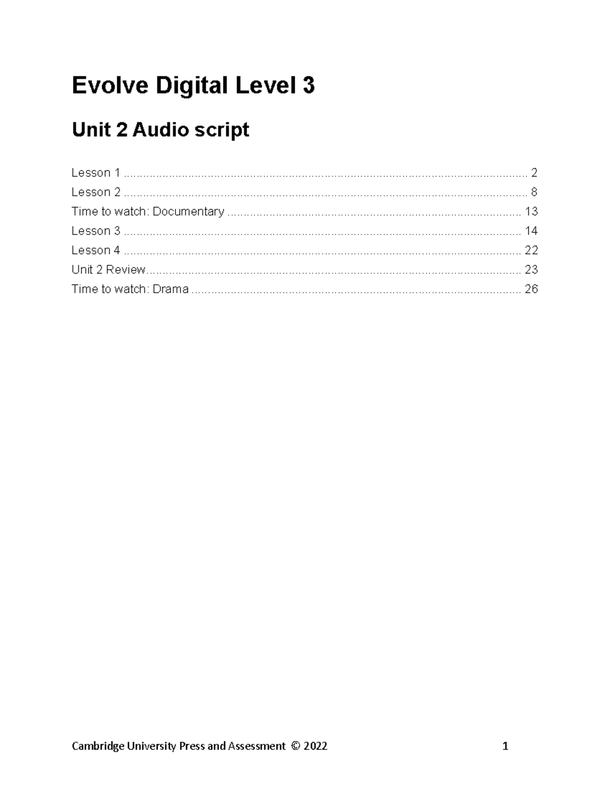 Evolve Digital Level 3 Unit 2 Audio Scripts: Lessons & Vocabulary - Studocu