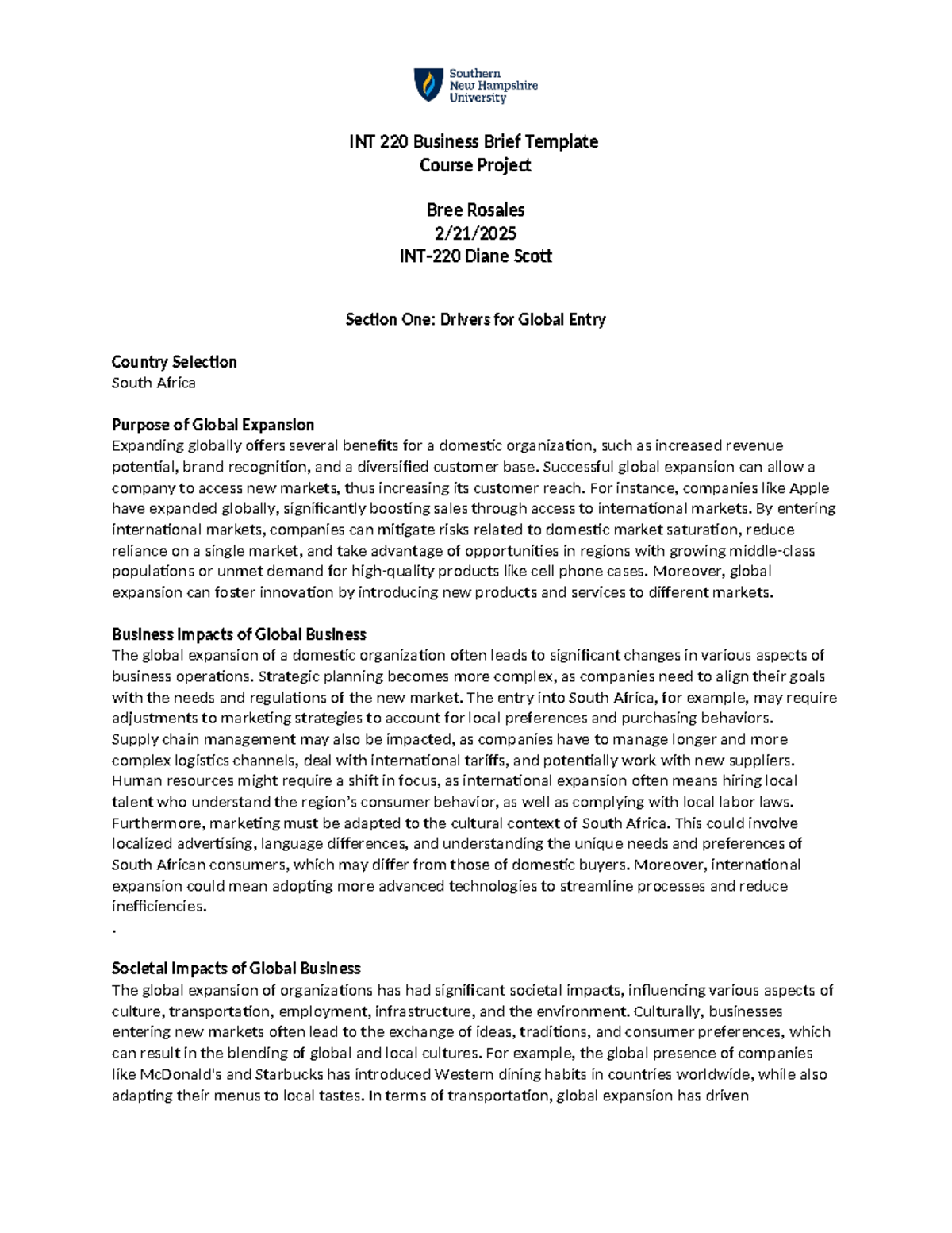 INT 220 Business Brief Template - INT 220 Business Brief Template ...