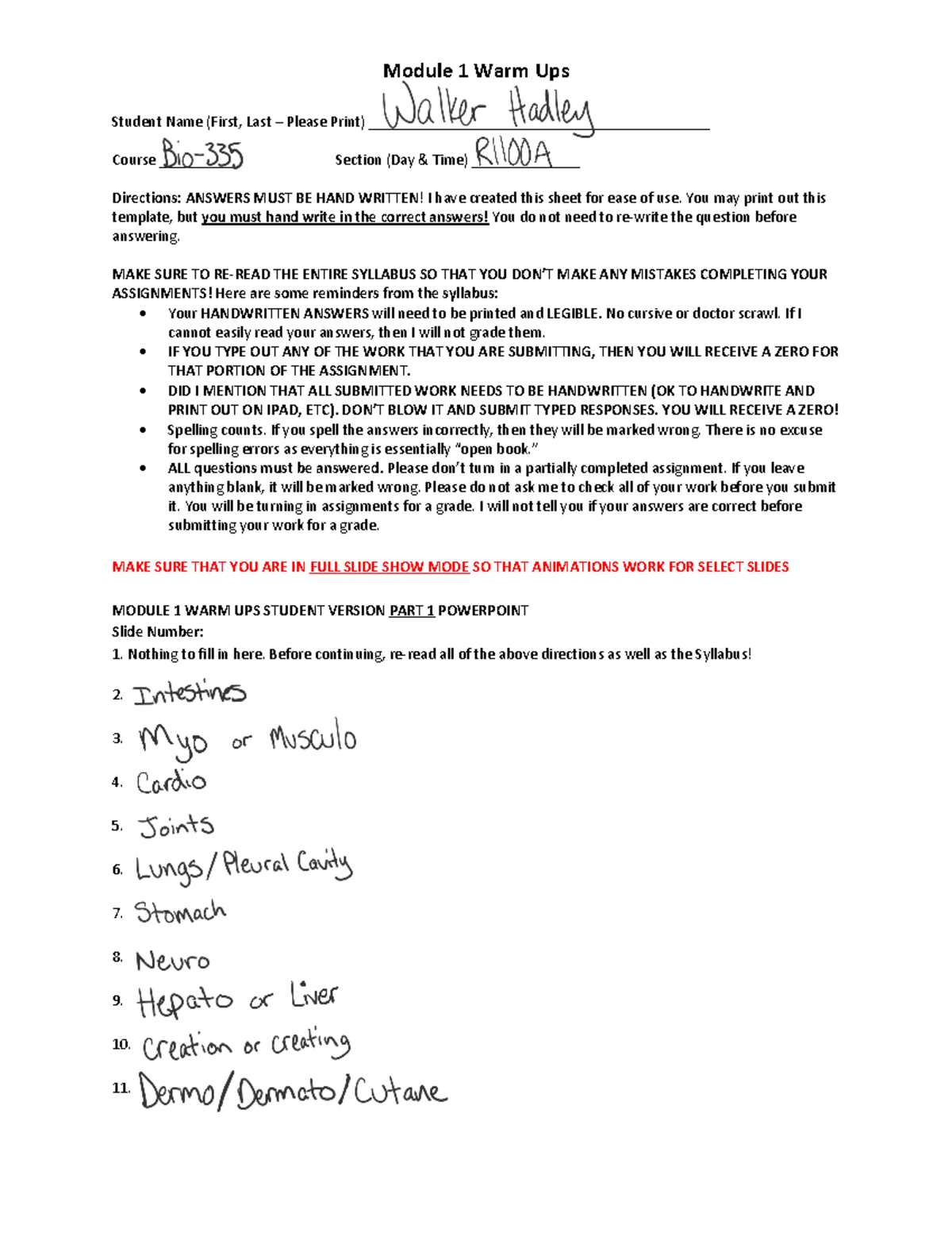 Module 1 Warm Ups: H-Med Term 1 Handwritten Guidelines - Studocu