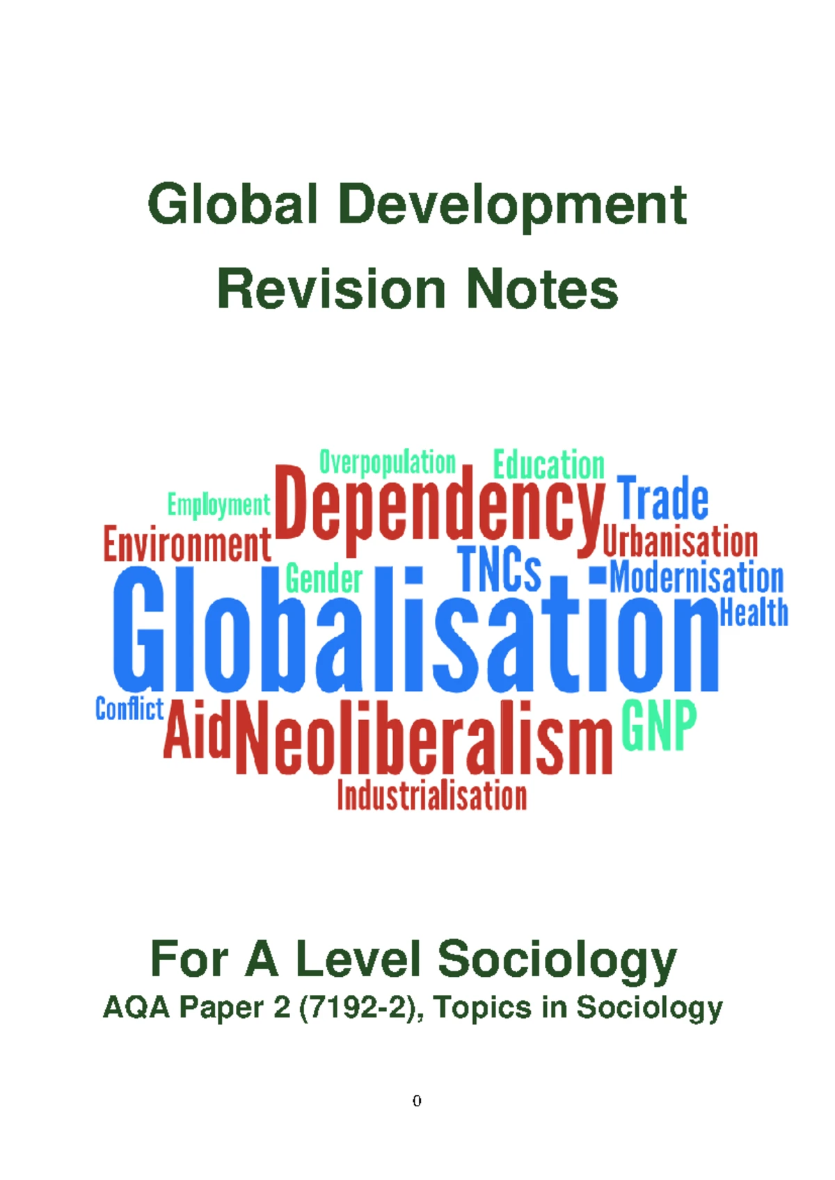 A Level Sociology Global Development Revision Notes (AQA 7192-2) - Studocu
