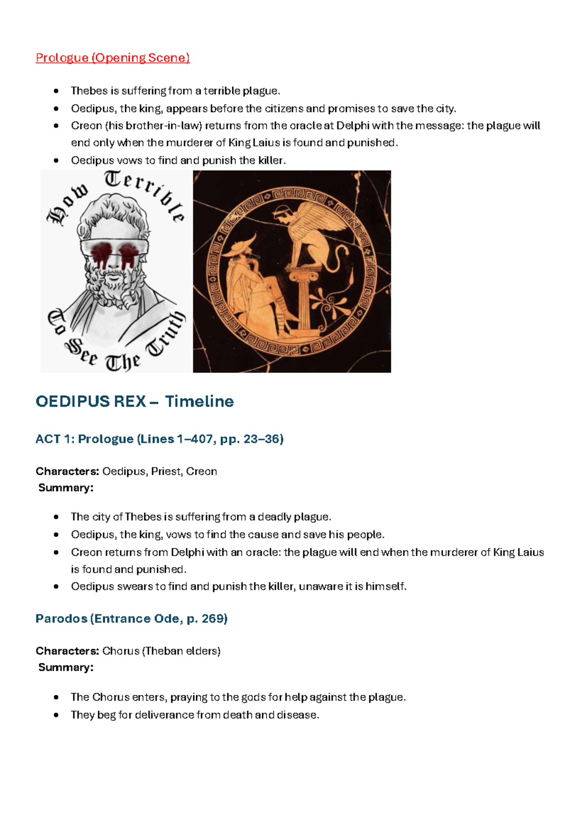 OEDIPUS REX (ENG 101) Final Revision Notes and Analysis - Studocu