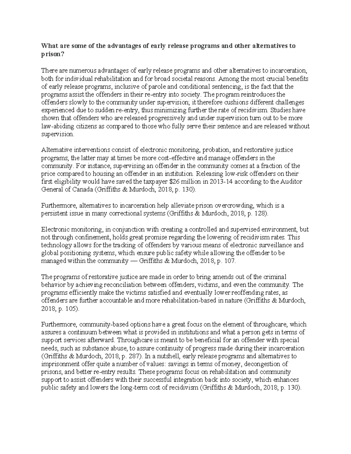 Disc4 - discussion - What are some of the advantages of early release ...