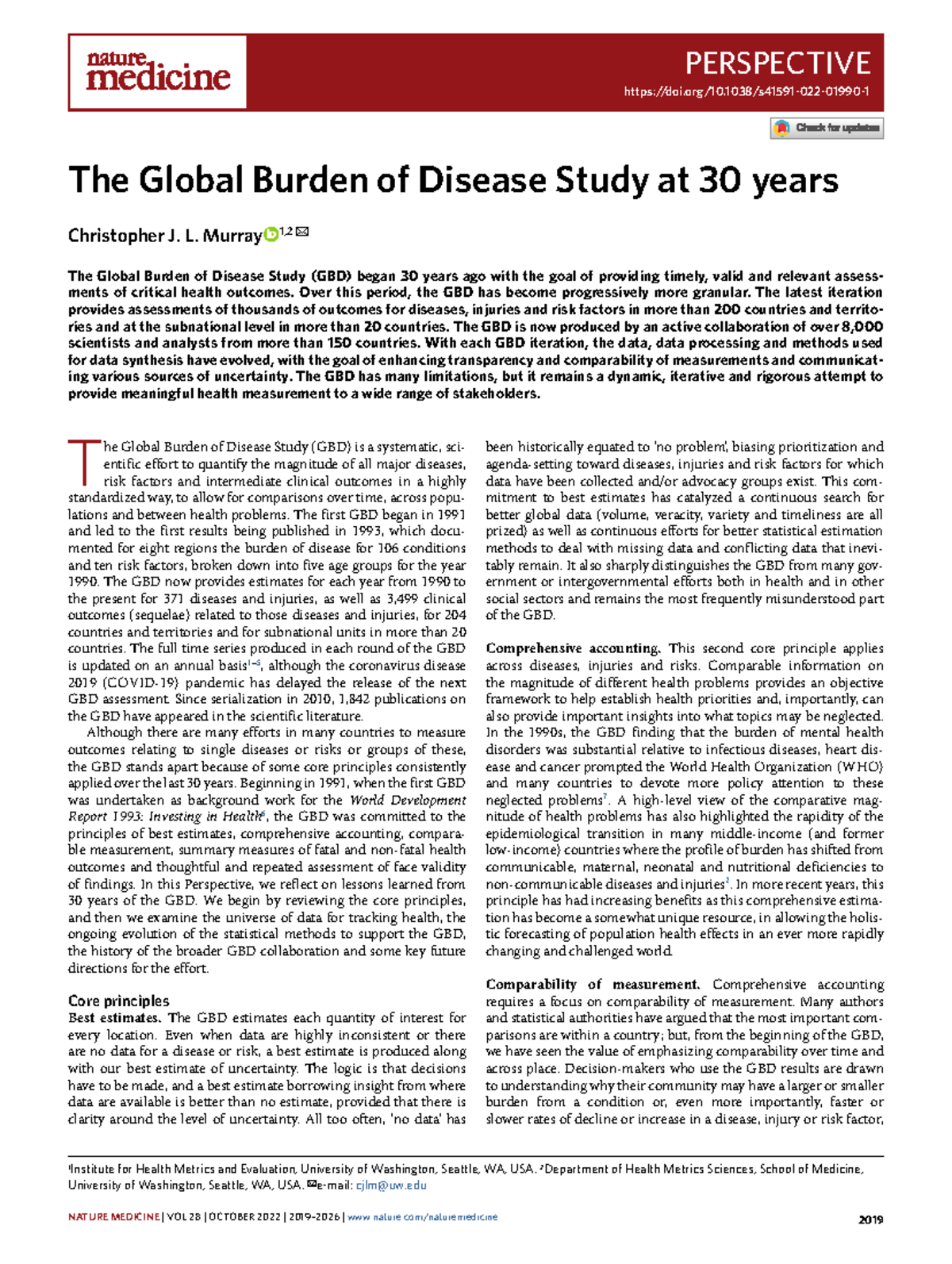 The Global Burden of Disease Study (GBD): 30-Year Reflection and Impact ...