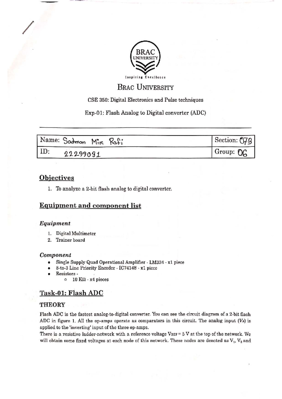 CSE 350: Flash ADC Lab Report - Section 07B - Studocu