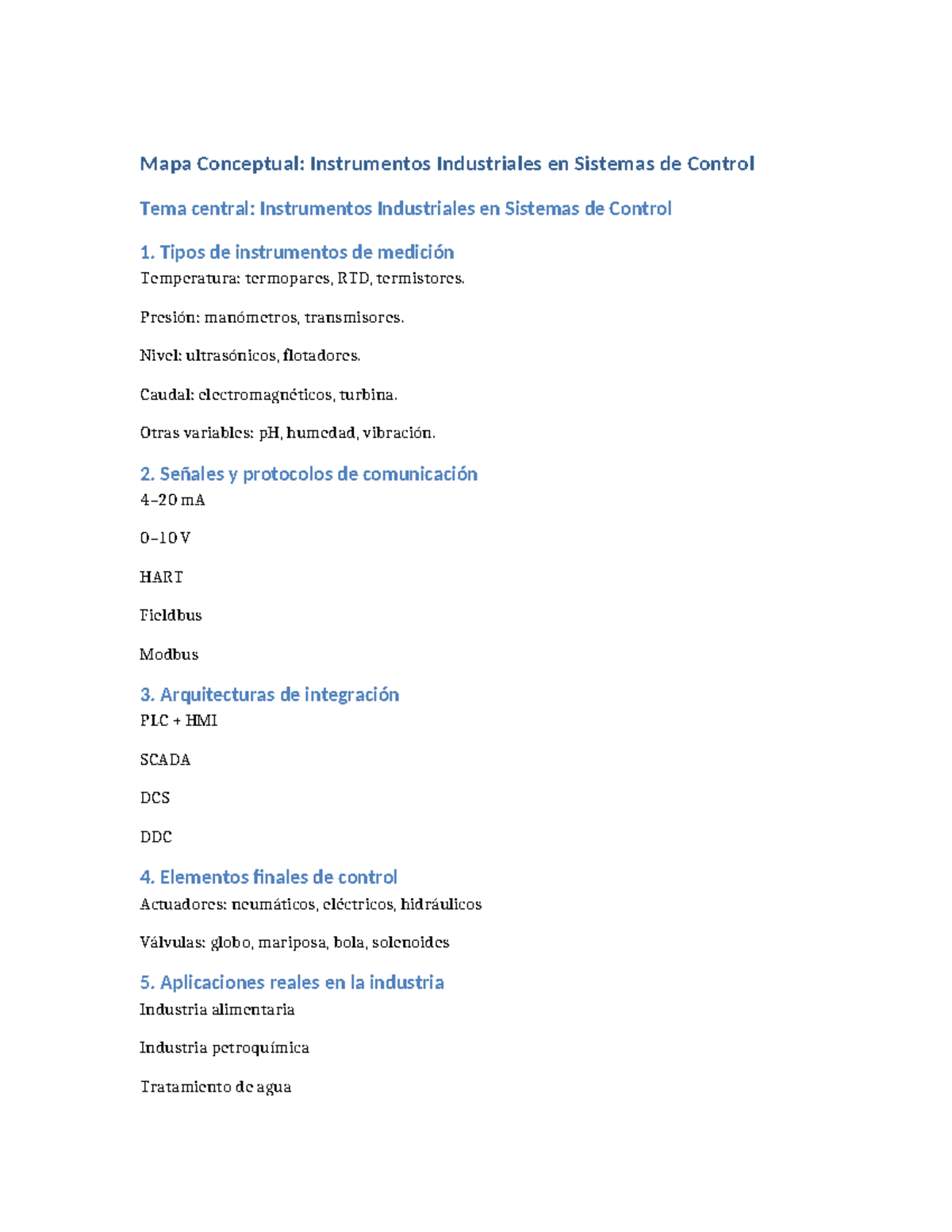 Mapa Conceptual Instrumentos Industriales - Tipos de instrumentos de ...
