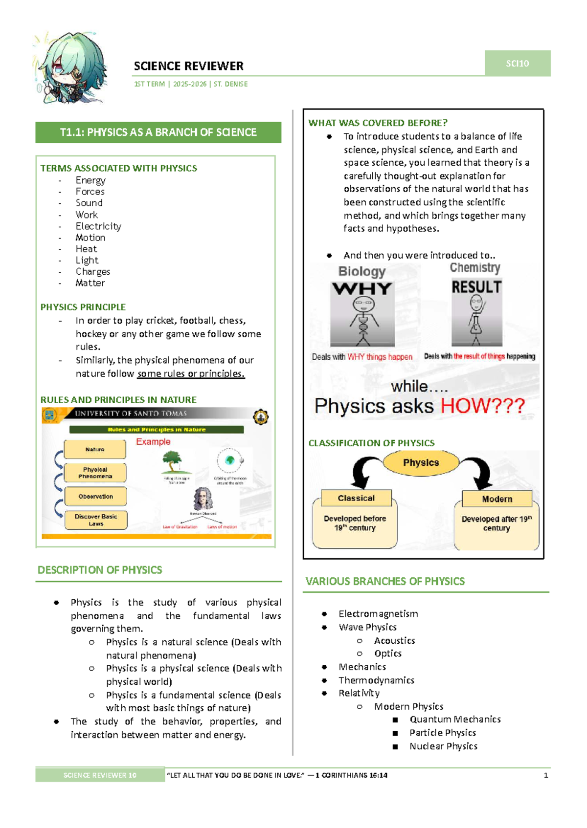 SCI10 1ST TERM SCIENCE REVIEWER: PHYSICS PRINCIPLES & APPLICATIONS ...