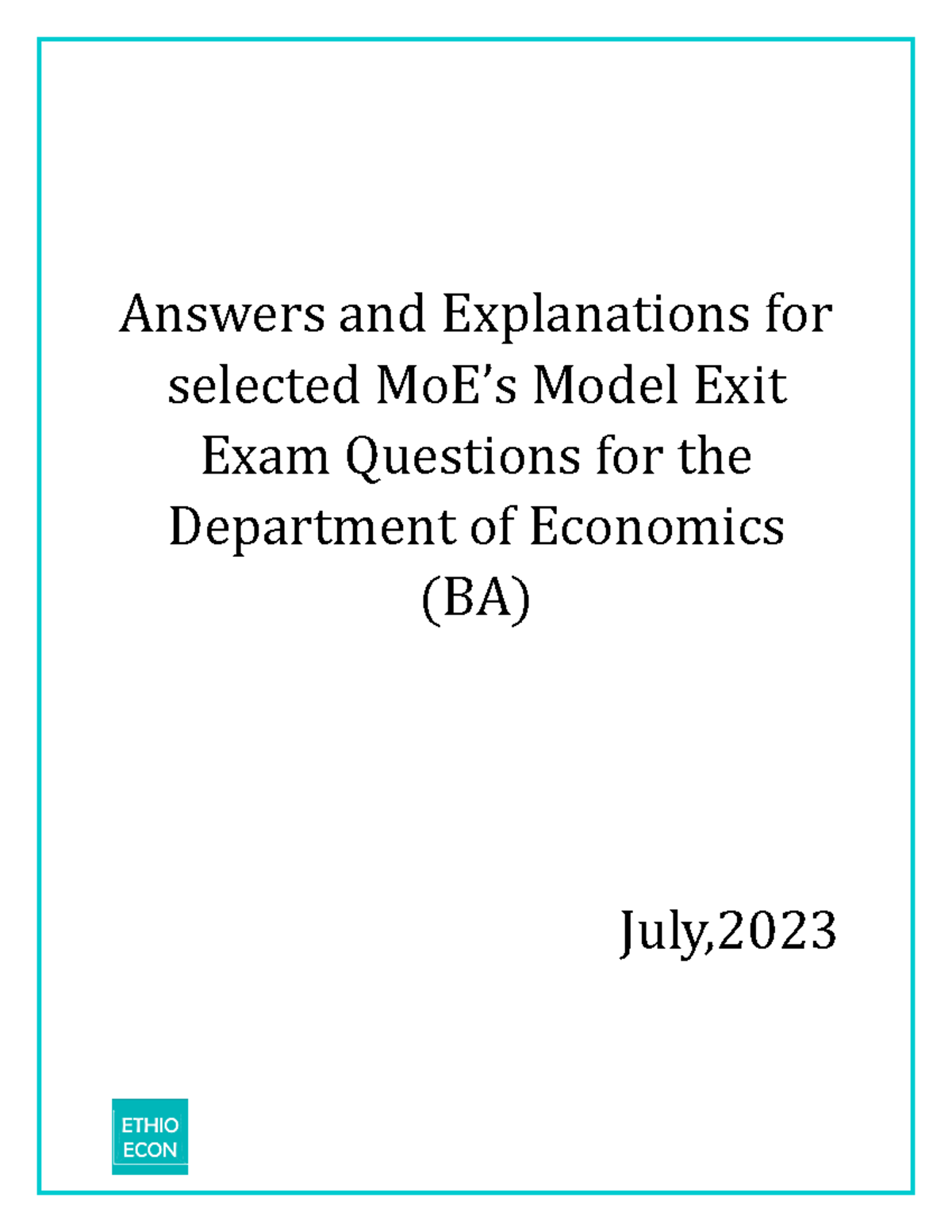 Answers and Explanations for MoE Model Exit Exam Questions (BA) - July ...