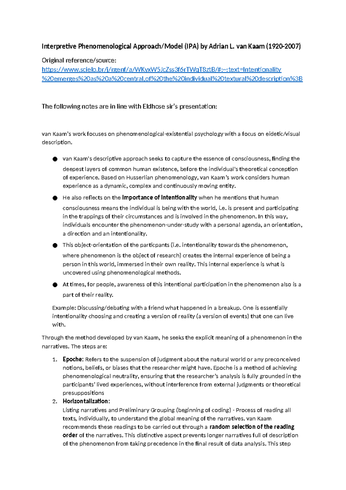 VAN KAAM Model: Insights into Interpretive Phenomenology (IPA) - Studocu