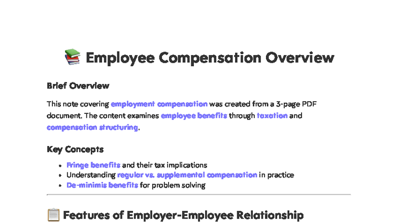 Employee Compensation & Fringe Benefits Overview (HRM 101) - Studocu
