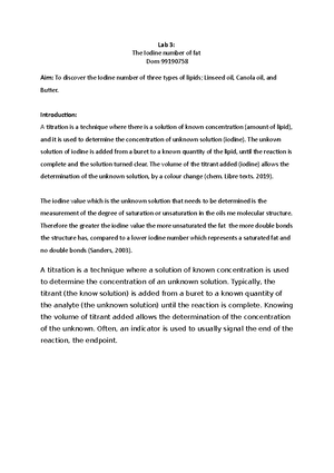 Lab report example - Lab 6: Biuret assay of protein content in egg ...