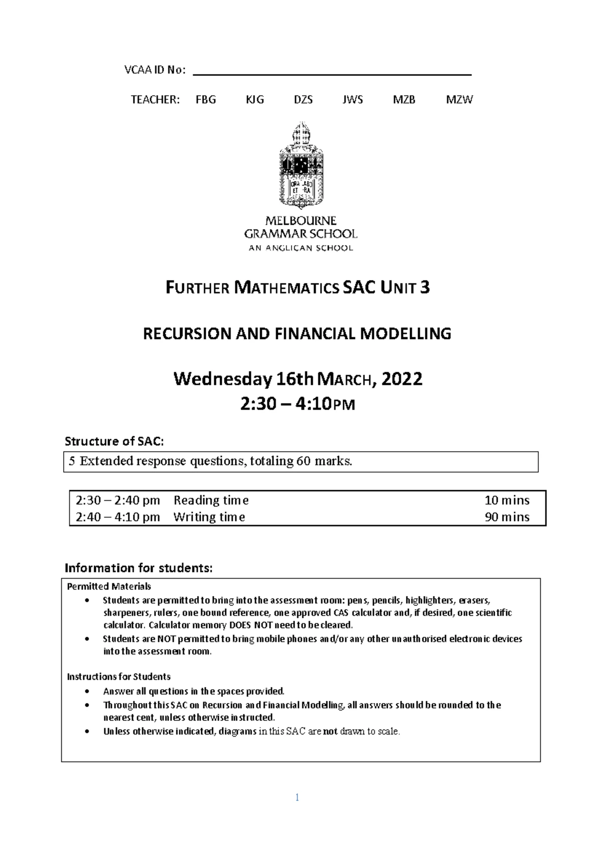 General Math SAC 2 - RECURSION FINANCIAL MODELLING SUMMARY Recurrence ...