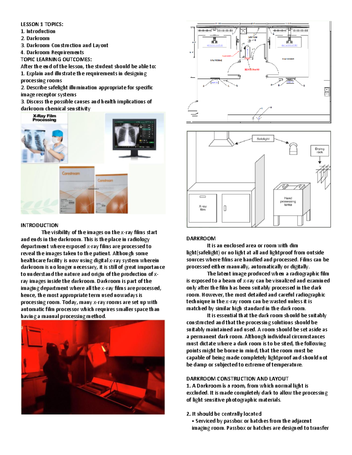 Lesson 1: Darkroom Essentials for Film-Screen Image Processing - Studocu