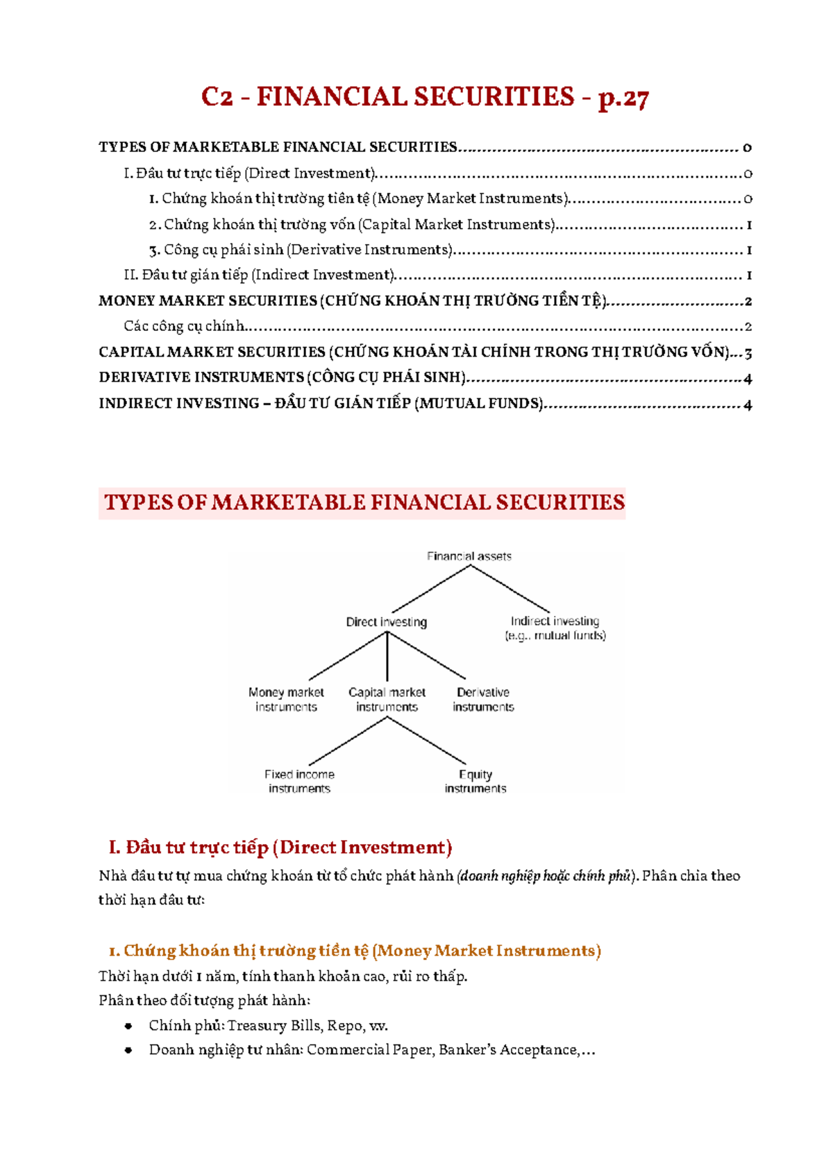 C2 - Types of Marketable Financial Securities Overview - Studocu