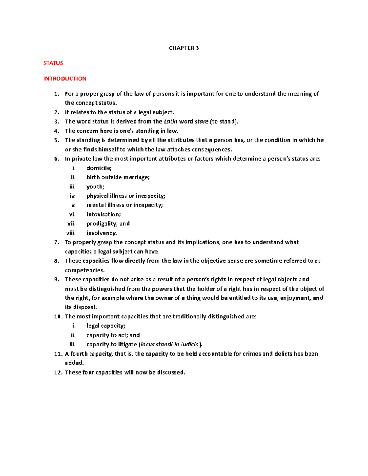 LAW OF Persons - Chapter 7 - CHAPTER 7 MENTAL ILLNESS INTRODUCTION The capacity to enter into ...