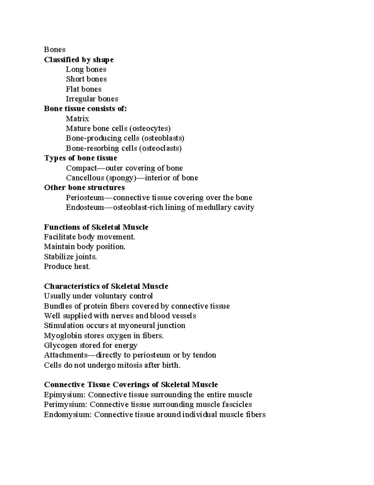 Bones and Skeletal Muscle: Structure, Function, and Healing Pathology ...