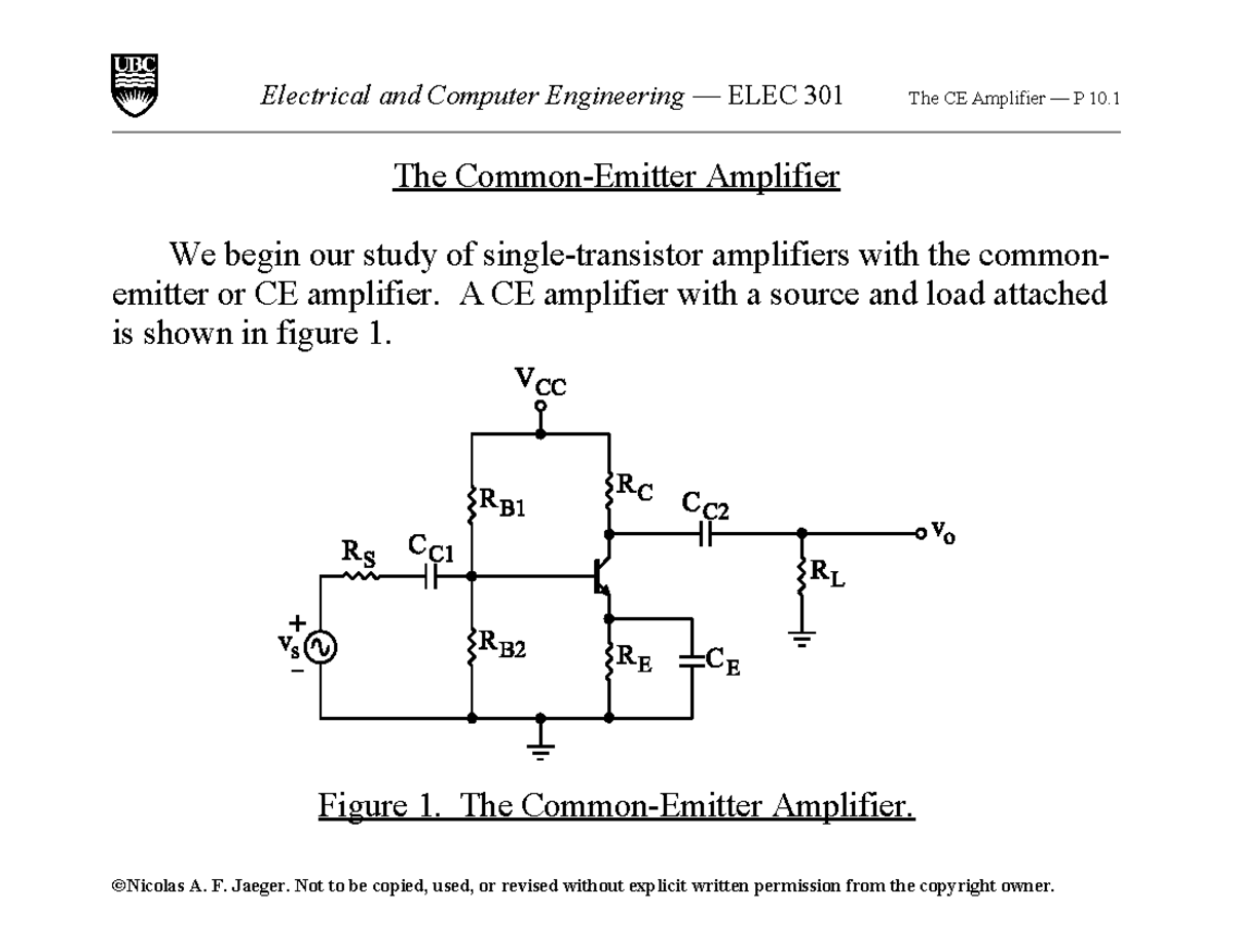 ELEC 301 Lecture Notes: Understanding the Common Emitter Amplifier ...