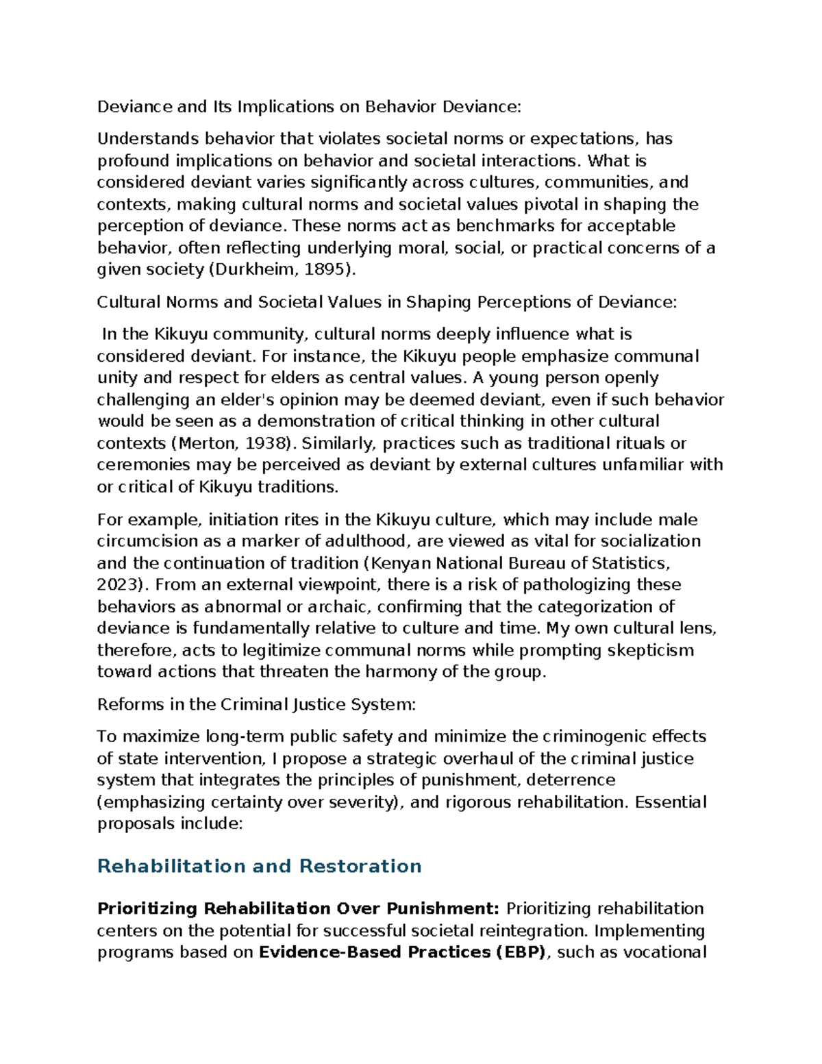 SOC1502 Unit-3 Discussion: Deviance, Culture, and Criminal Justice ...