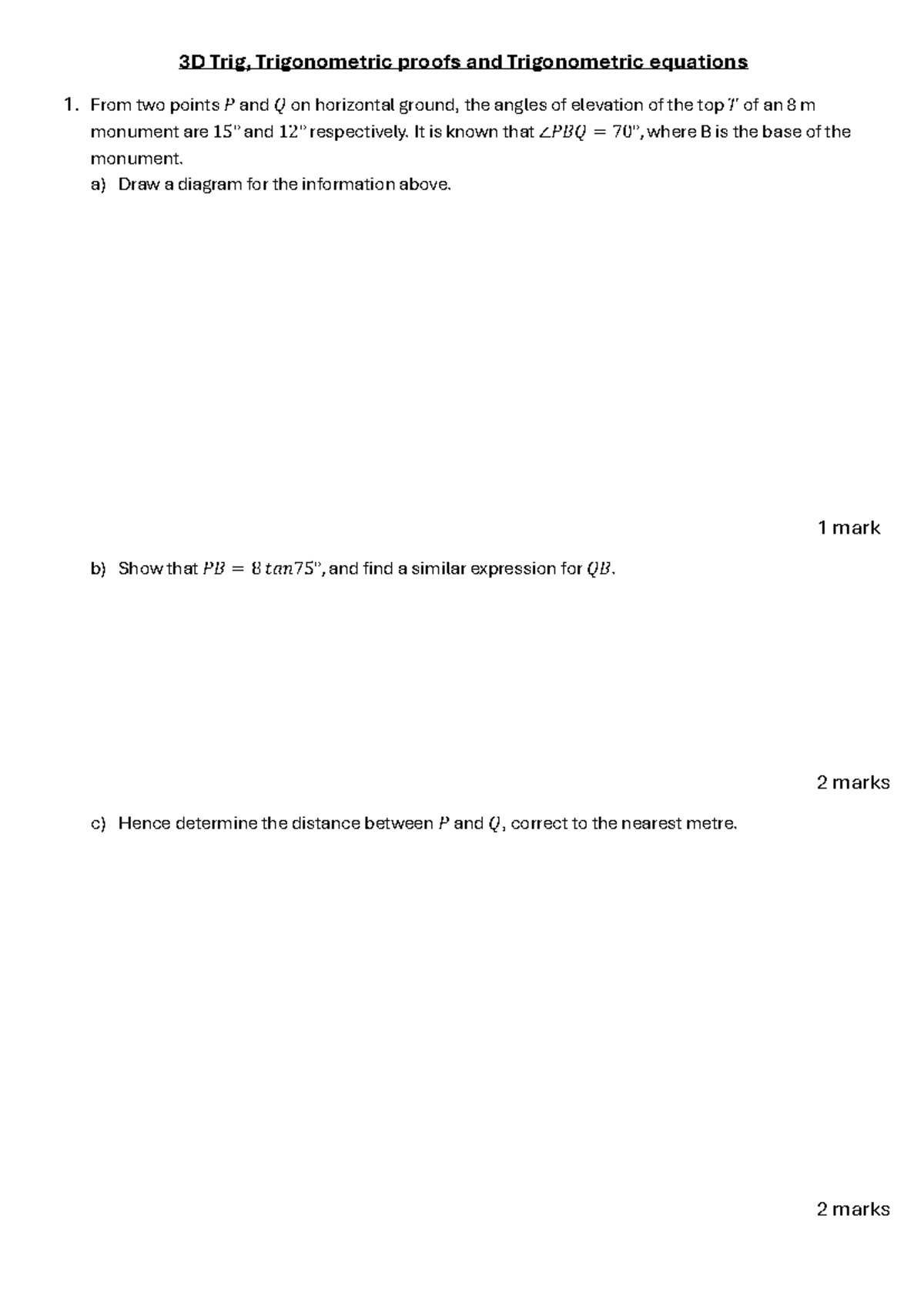 3D Trig (MATH101): Proofs & Equations Overview - Studocu
