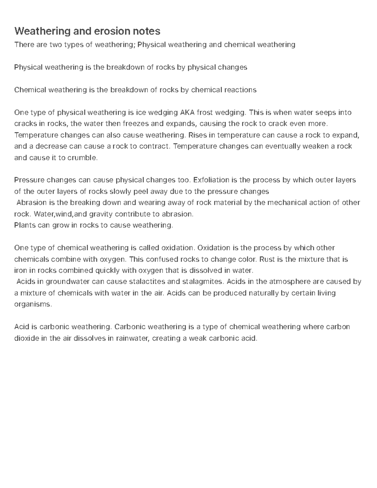 Weathering and Erosion Notes for Earth Science S6o5UTz8y8WabUBMh7yFX3 ...