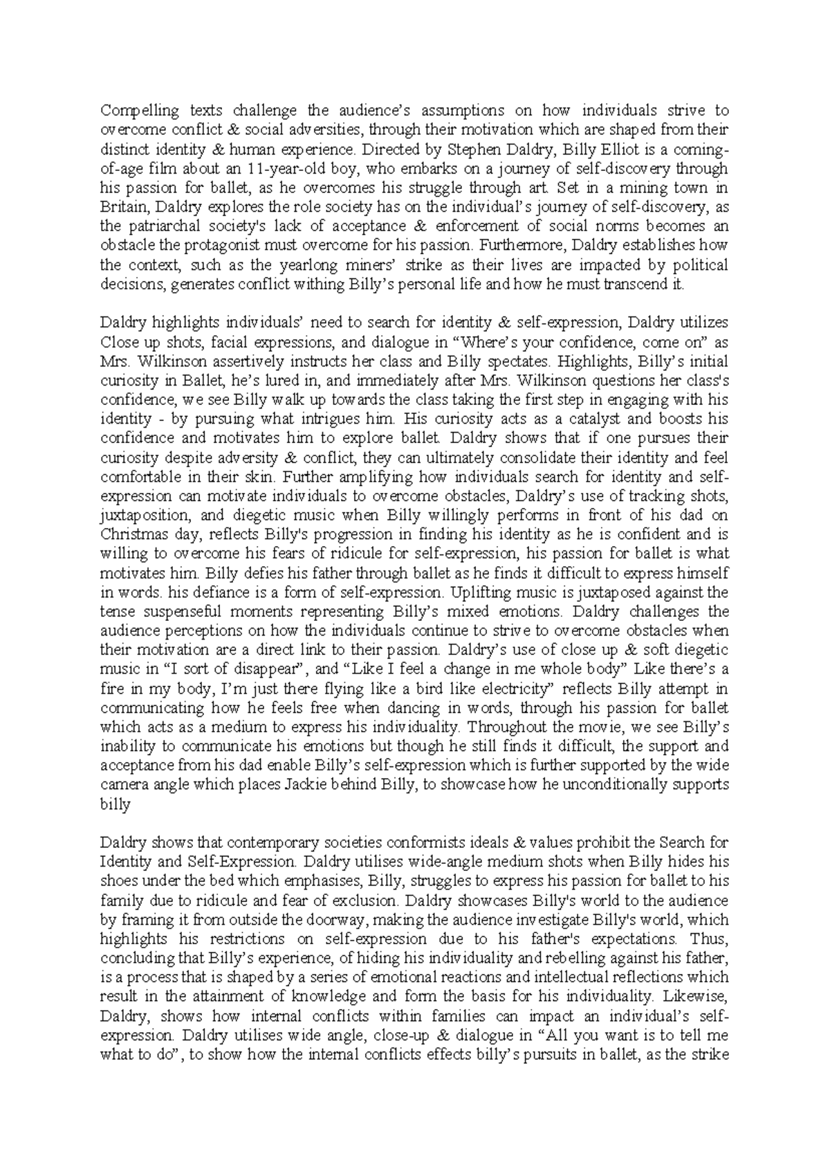 Billy Elliot: Overcoming Conflict and Identity in Daldry's Film (ENG ...
