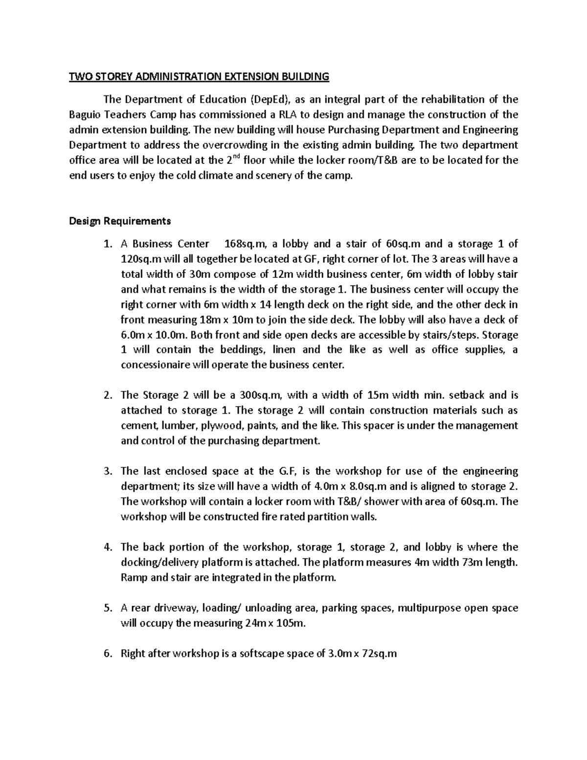 Design Proposal for Two Storey Admin Extension Building (DepEd) - Studocu