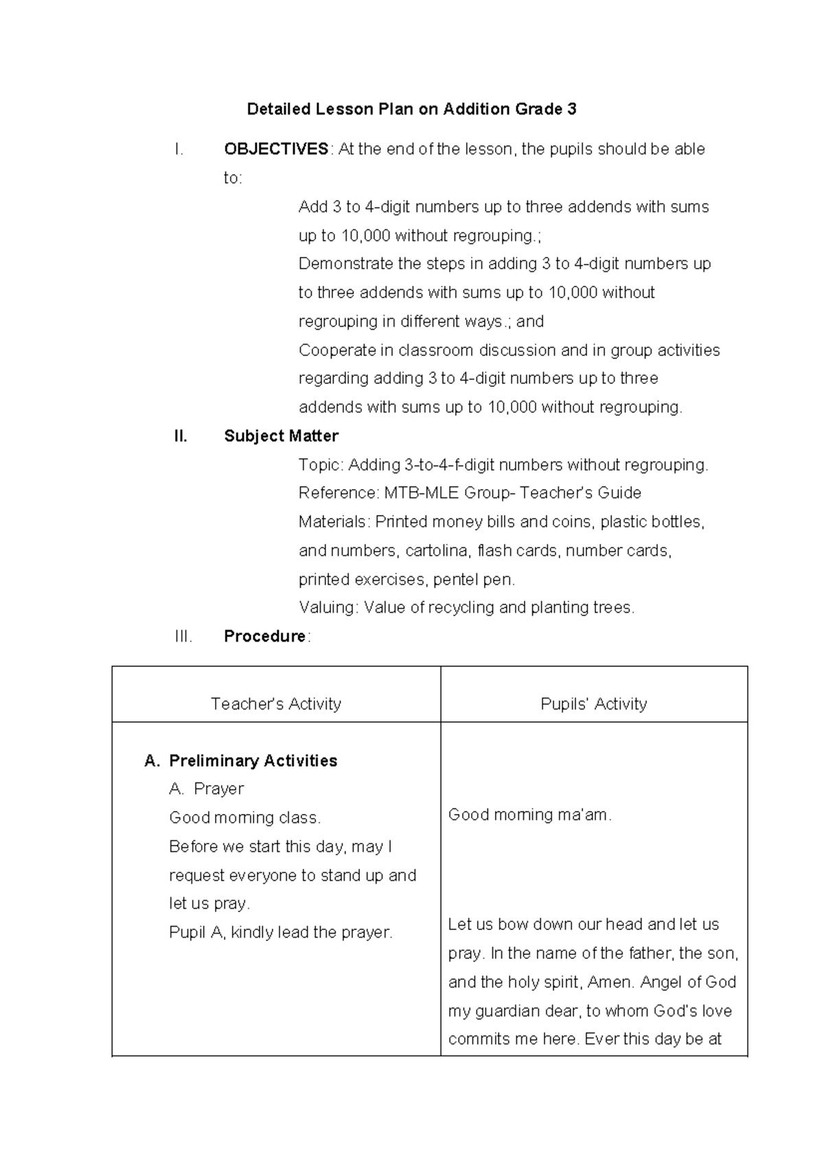 559226621 Grade 3 Lesson Plan: Addition of 3-4 Digit Numbers - Studocu