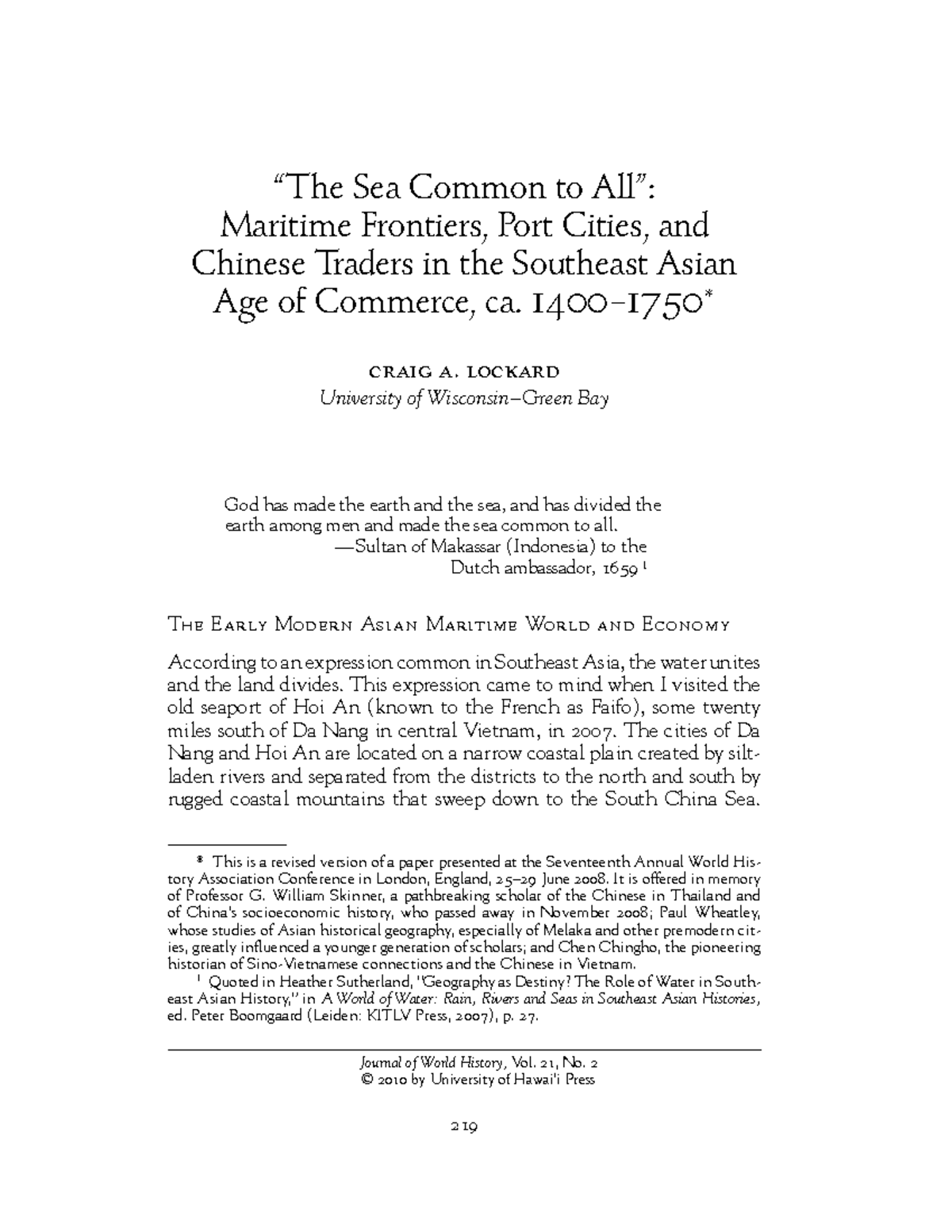 China maritime 1500s - Bshhsb - Journal of World History, Vol. 21, No ...