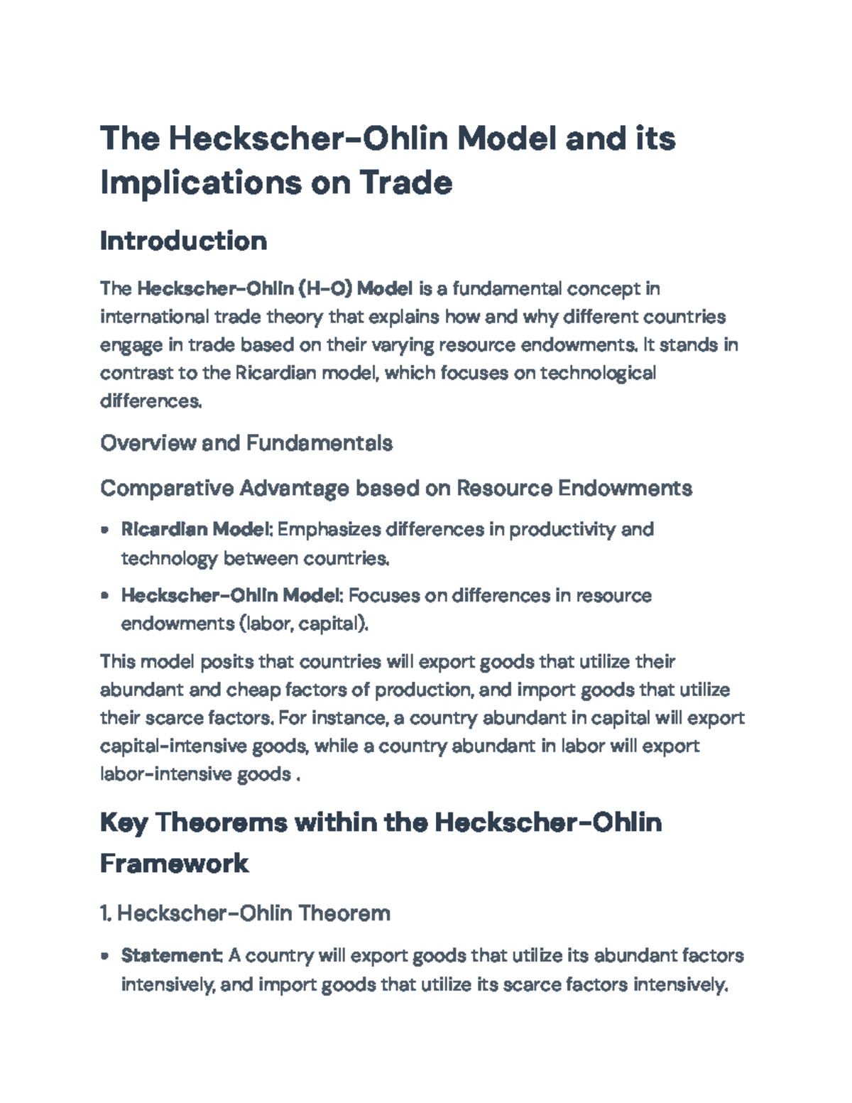 Heckscher-Ohlin Model: Trade Dynamics and Policy Implications - The ...