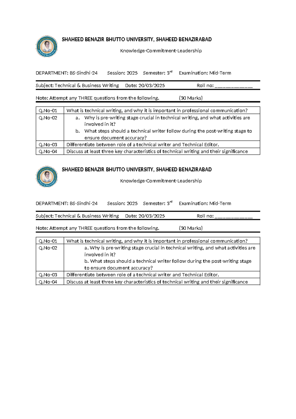 Technical Business Writing (TBS 3rd Sem) Midterm Exam Notes - Studocu