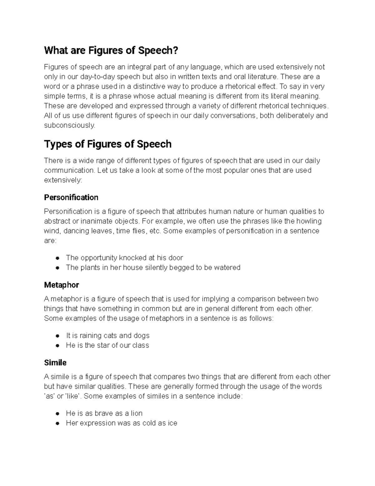 Figures of Speech: Essential Concepts and Examples PDF - Studocu