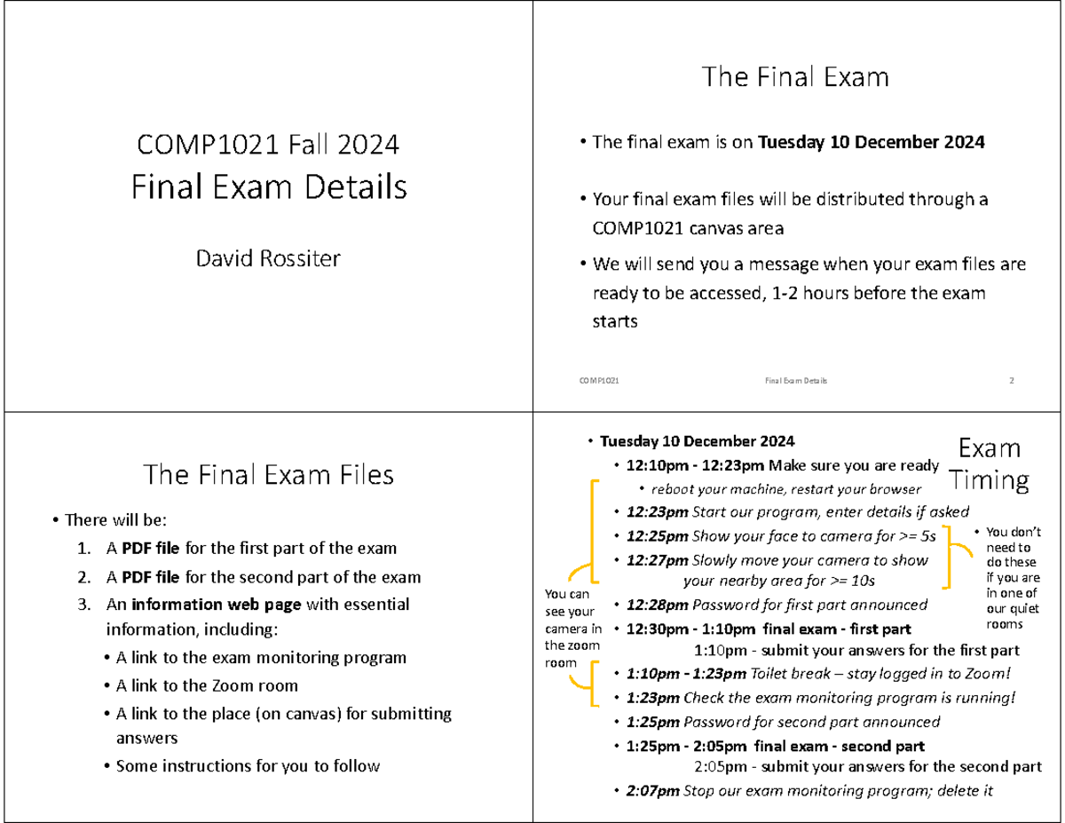 COMP1021 Final Exam Guidelines for Fall 2024 - Studocu