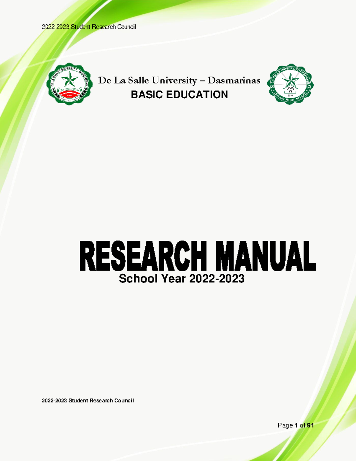 DLSU-D Basic Education Research Manual: Guidelines for SY 2022-2023 ...