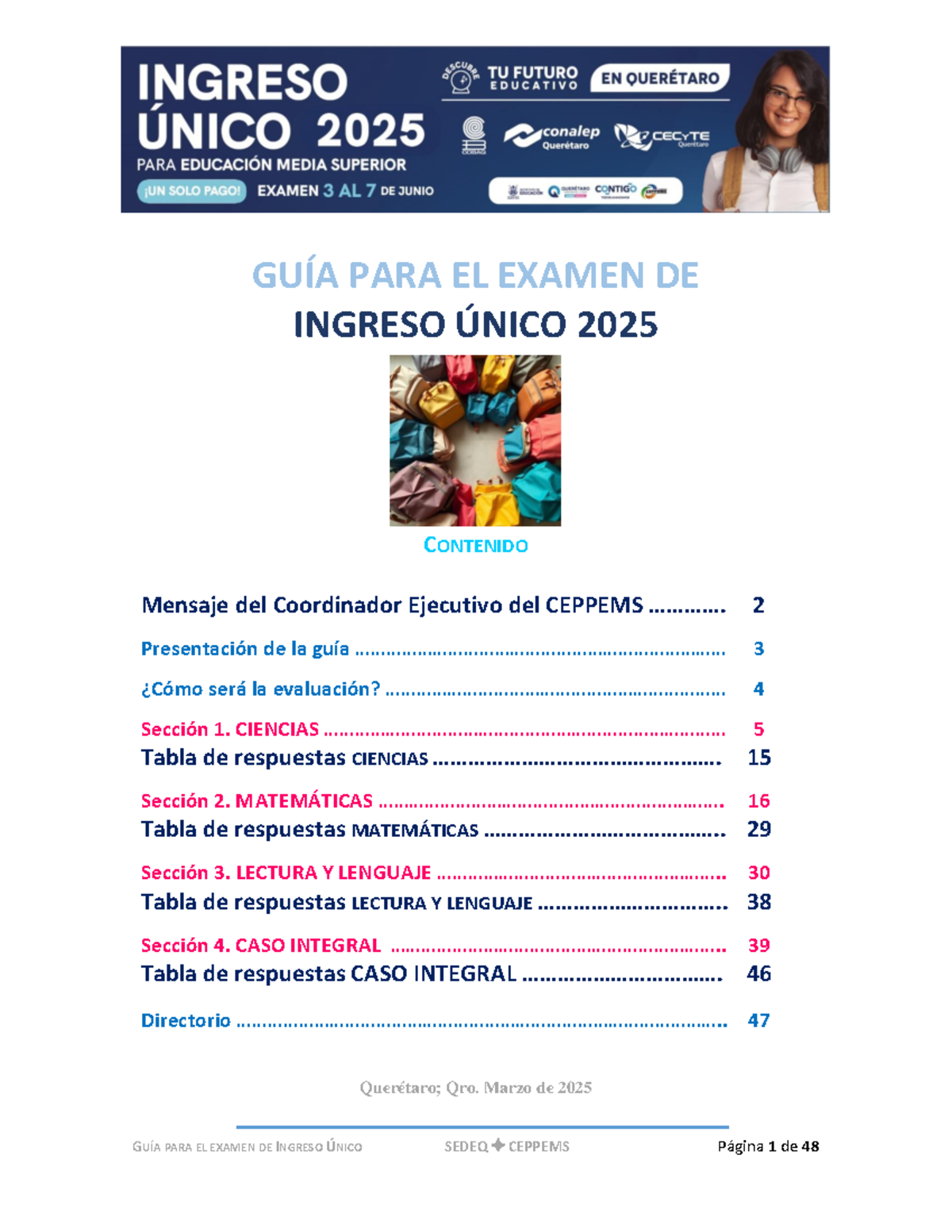 GUÍA PARA EL EXAMEN DE INGRESO ÚNICO 2025 - CEPPEMS - Studocu