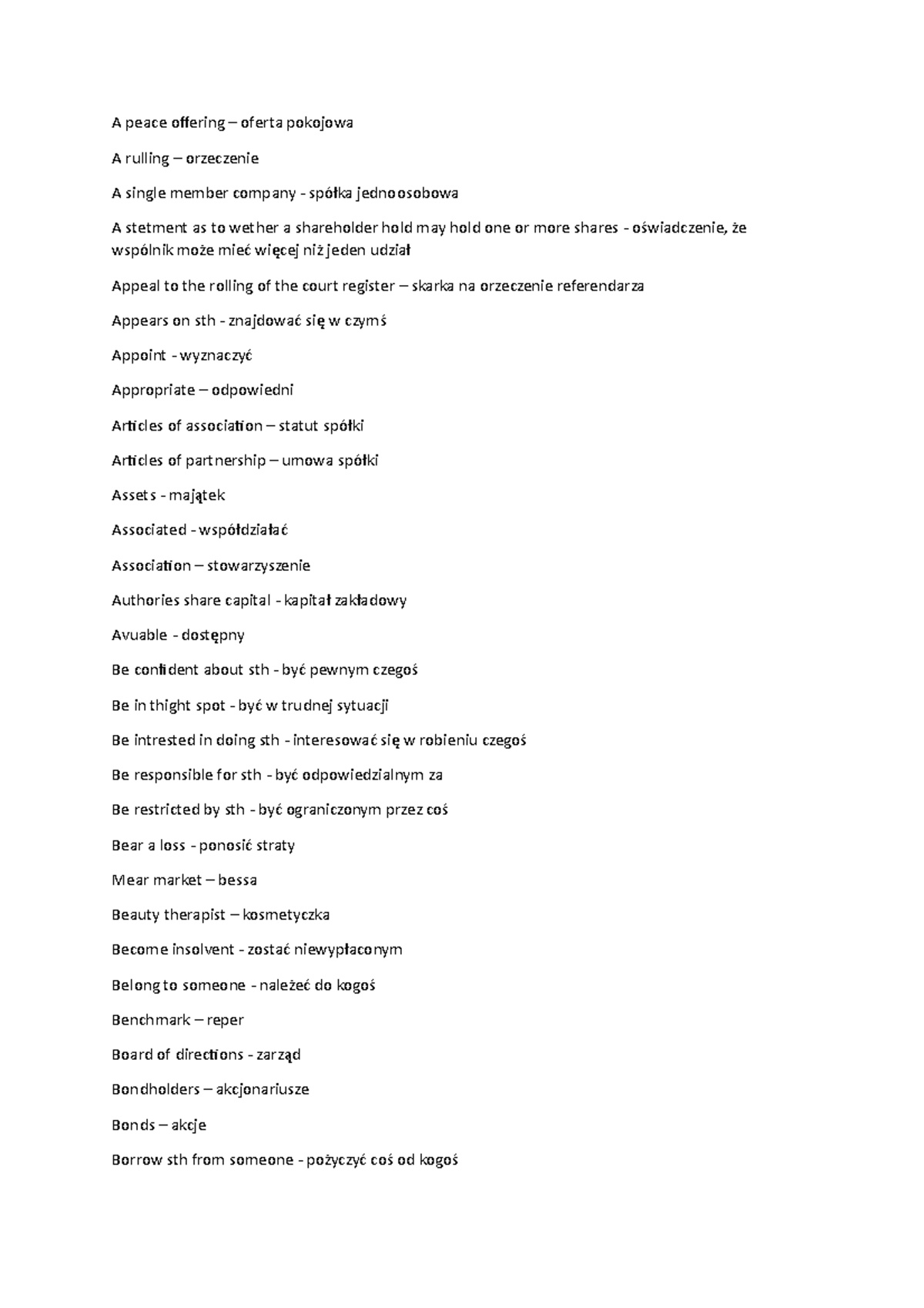 Angielski na prawo dla studenta i innych - A peace offering – oferta ...