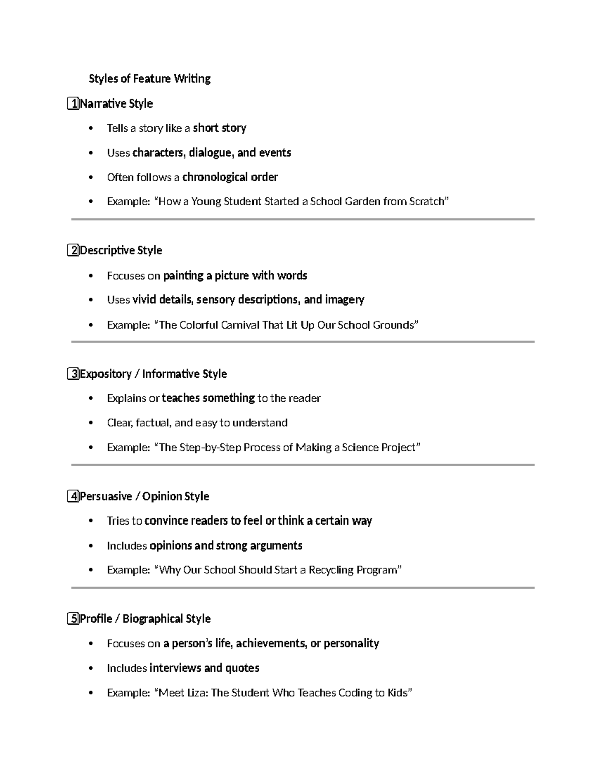 Styles of Feature Writing: Narrative, Descriptive, Expository, and More ...