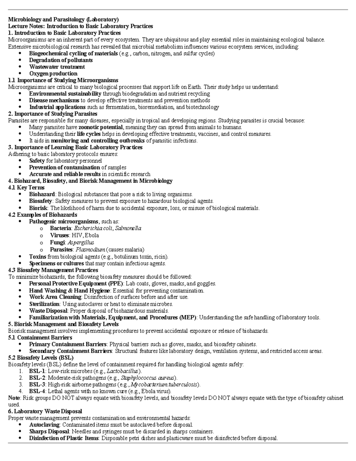 Lab reviewer - Microbiology and Parasitology (Laboratory) Lecture Notes ...