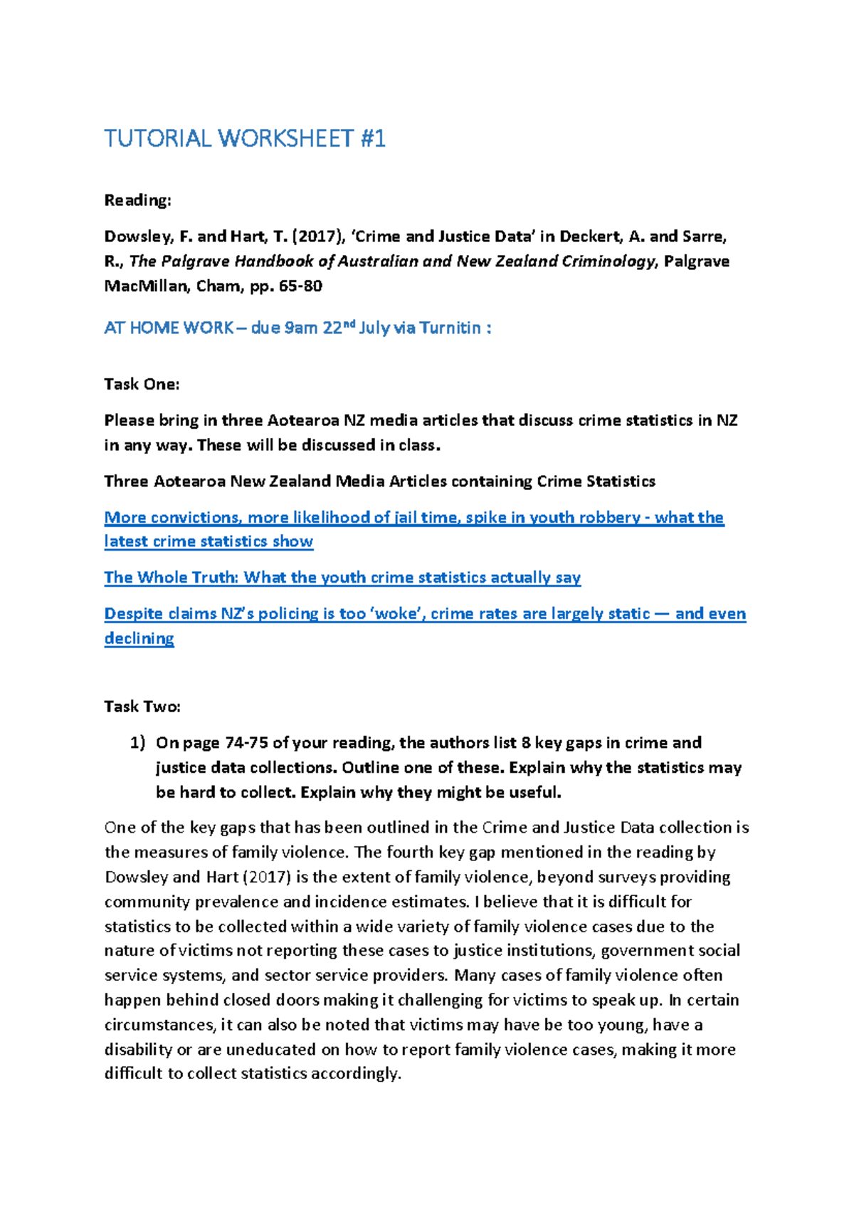 SOCI103 Tutorial Worksheet: Analyzing Crime Statistics in NZ - Studocu