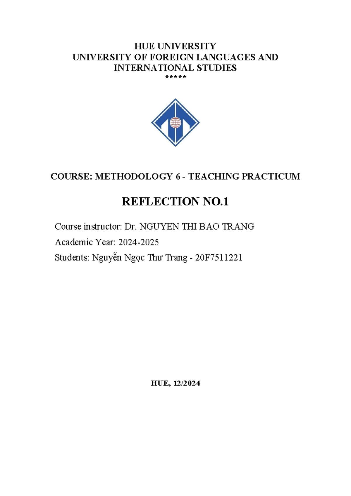 Reflection No. 1 - Teaching Practicum (PPDH6A) Insights and ...