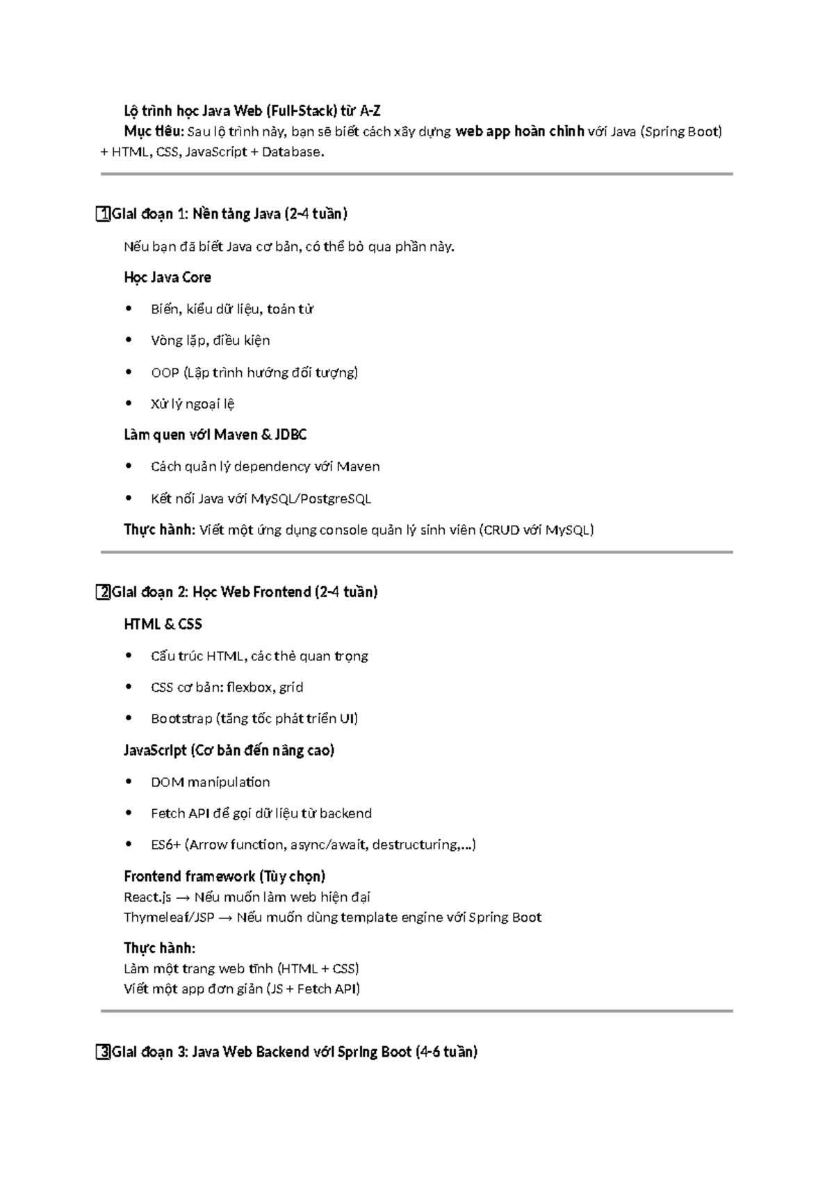 Lộ trình học Java Web từ A-Z: Từ Cơ Bản đến Nâng Cao (Java) - Studocu