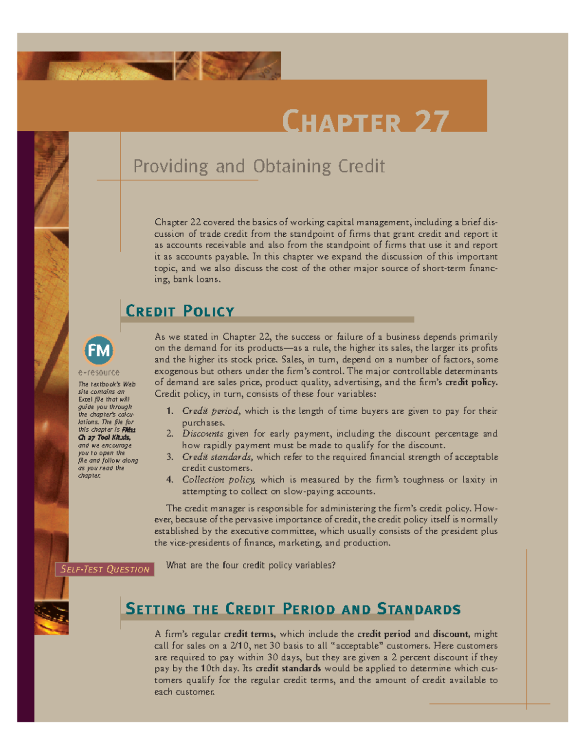 Chapter 27 - Credit and collection policy - Chapter 27 Providing and ...