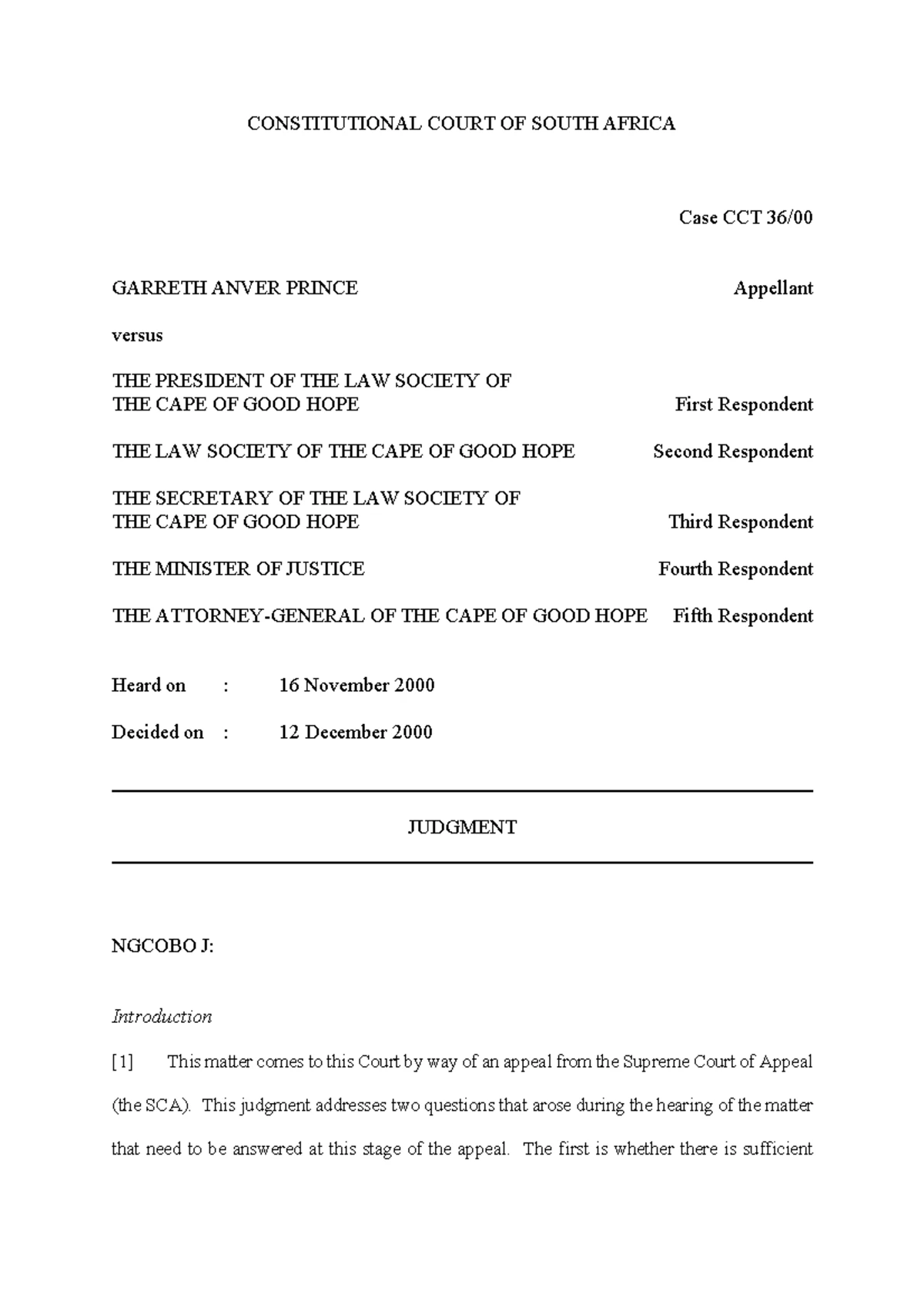Prince Case:Summary of judgment-1251 - Gareth Anver Prince v The ...