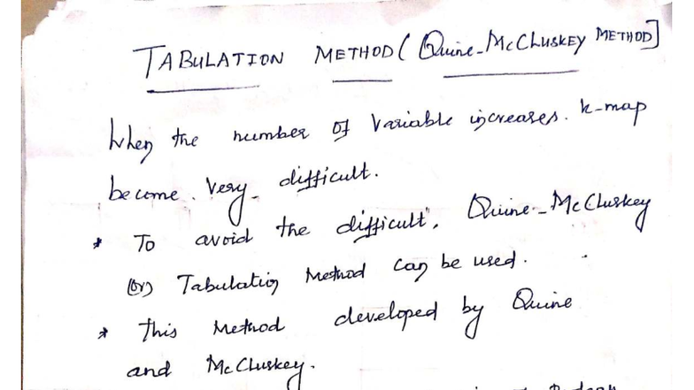 Tabulation Method (Unit 1 Notes) - Quine-McCluskey Simplification ...