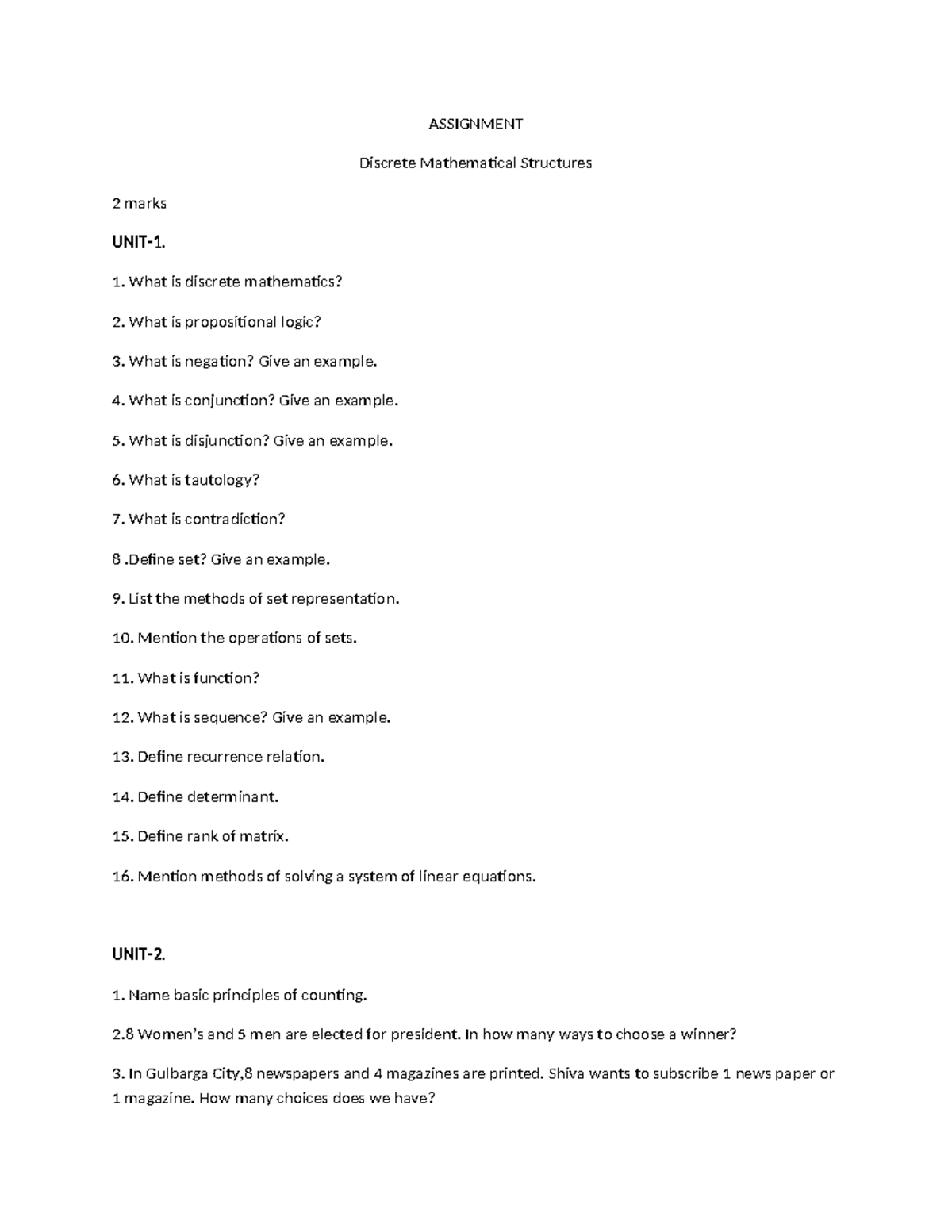 Assignment DMS-2024-25: Discrete Math Structures Questions and Concepts - Studocu