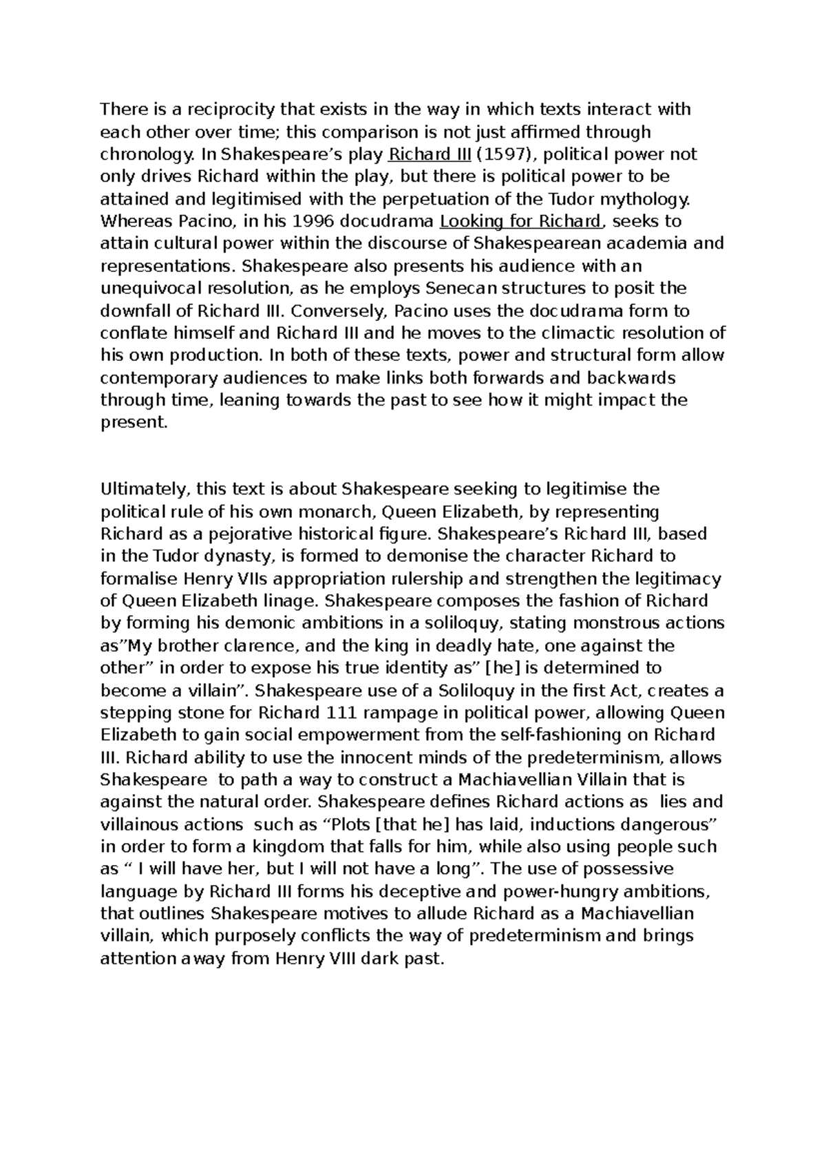 LFR and Richard: Power Dynamics in Shakespeare and Pacino's Adaptation ...