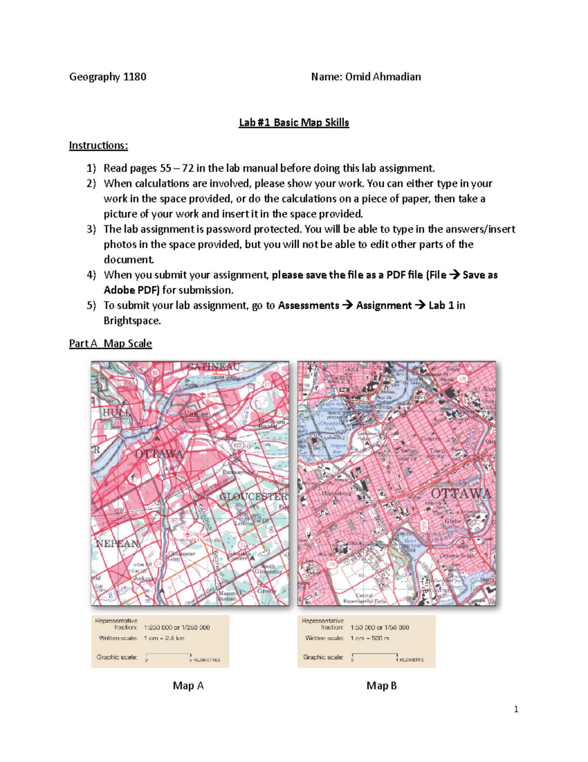 Geography 1180 Lab 1: Essential Map Skills and Calculations - Studocu