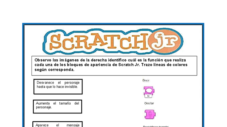 Bloques de Apariencia en Scratch Jr - ROBOTICA - Studocu
