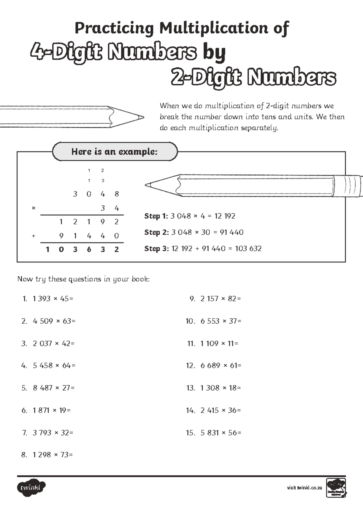 Practicing Multiplication of 4-Digit by 2-Digit Numbers (Activity ...