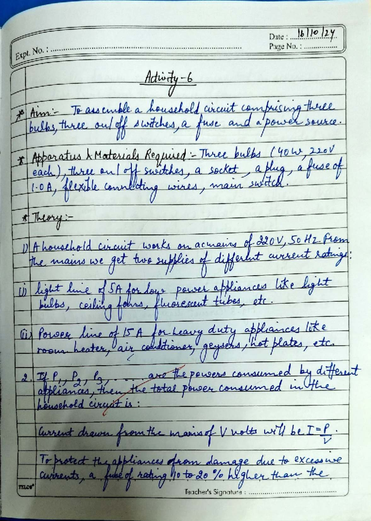 Physics Lab Activity: Assembling Household Circuits and Components - Studocu